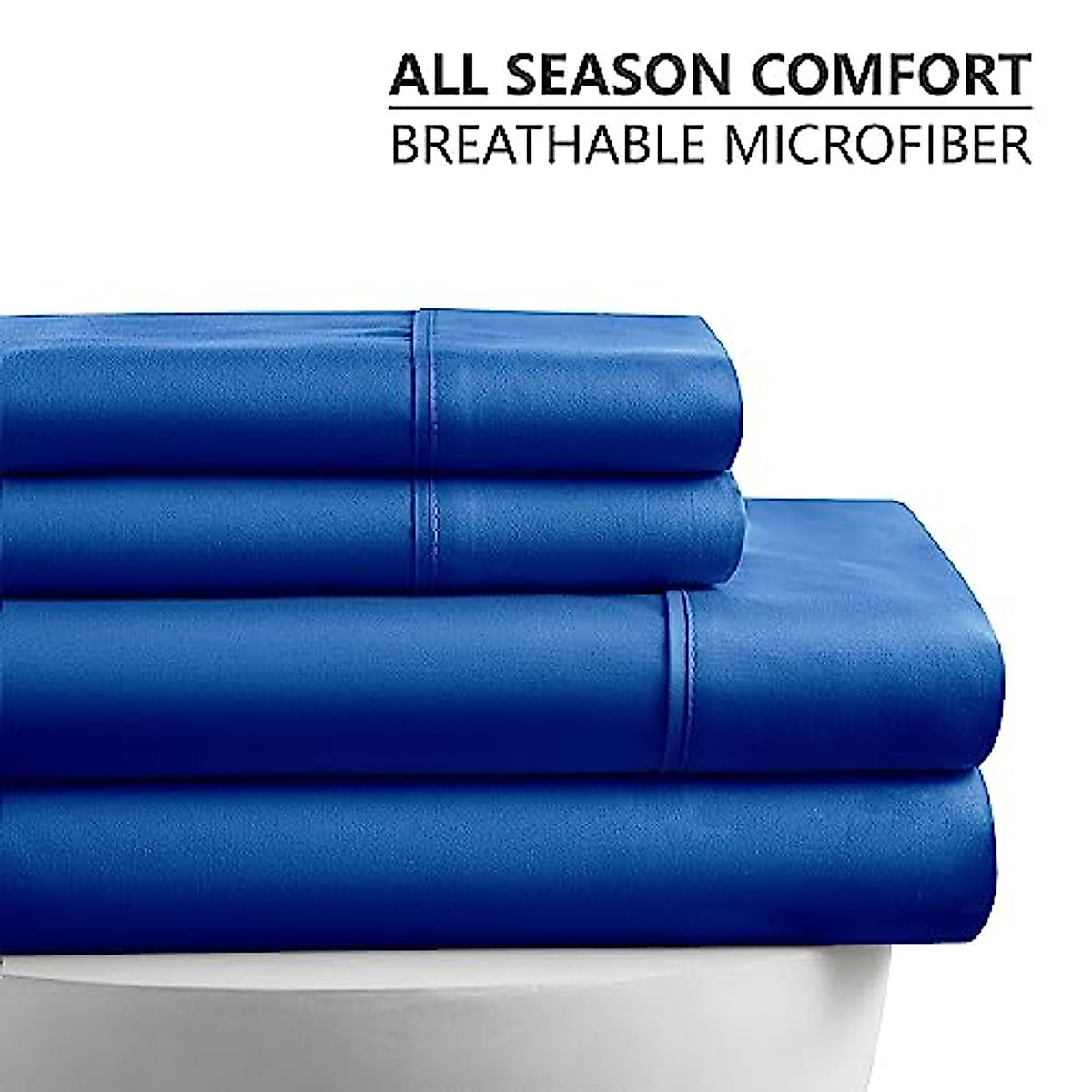 American Home Collection Deluxe 4 Piece Bed Sheets Set Deep Pocket Extra Soft Microfiber Wrinkle Free Sheets Easy Care (California King, Snorkel Blue)