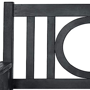 Safavieh PAT6714K Outdoor Collection Piedmont Grey Folding Bench, Dark Slate Gray