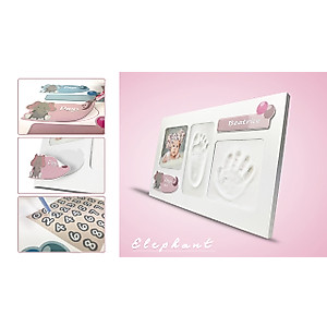 Baby frame elephant whit name and date birds