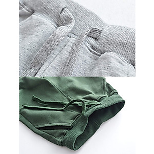 HUAER& Baby Boy's Jogger Pants Dinosaur Car Animal Print Drawstring Elastic Sweatpants (1-Pack 2-Pack) (Dark Green + Light Gray, 4T)