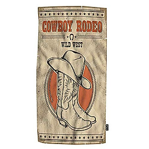oFloral Cowboy Rodeo Hand Towels Absorbent Western Vintage Illustration with Cowboy Boots and Hat Soft Cotton Hand Towel for Bathroom, Hotel, Gym and Spa Towels 30x15 inch