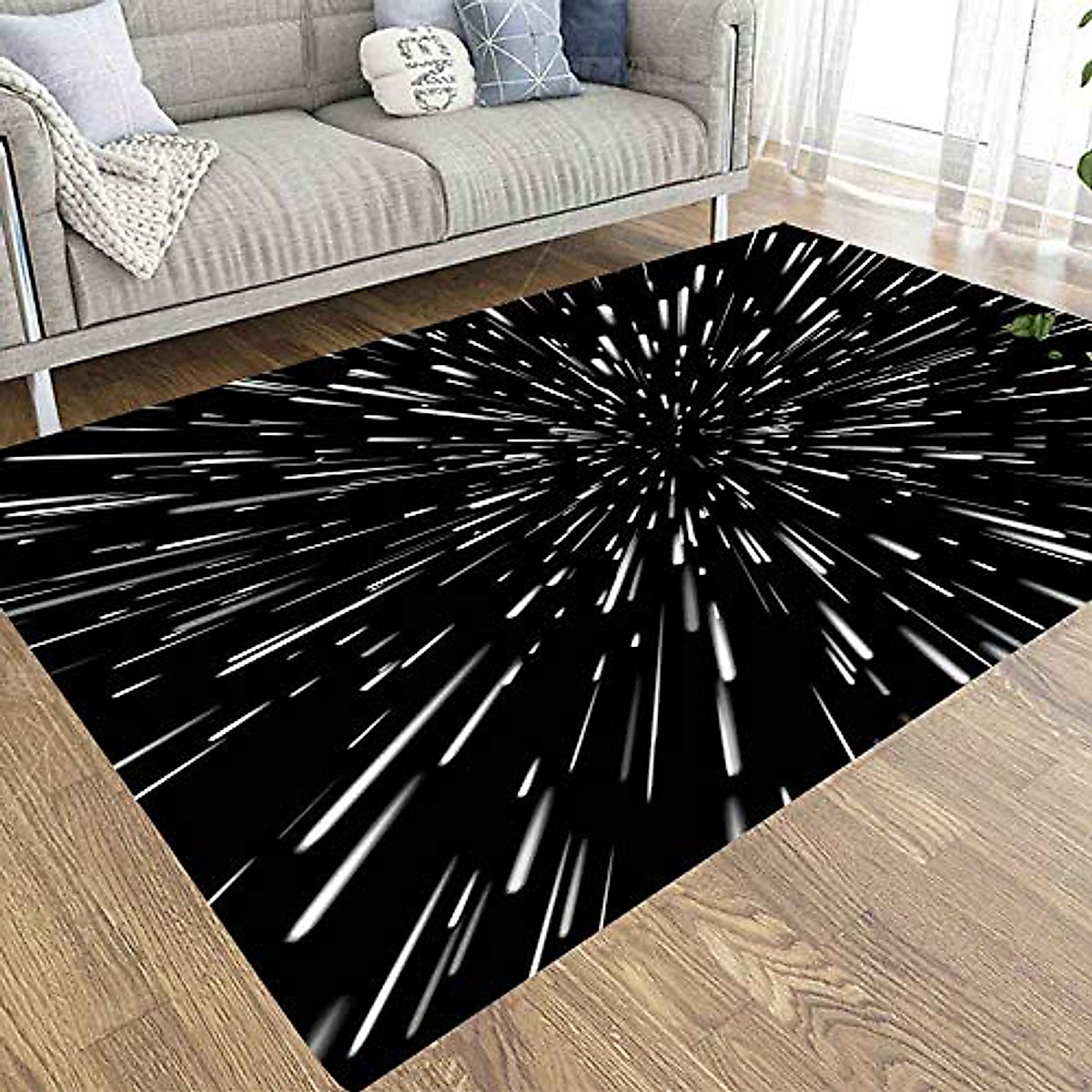 EMMTEEY Large Area Rugs, 5X7 Farmhouse Area Rug of Indoor Outdoor Kids,Boys,Girls Abstract Background Open Space Travel Star in Hyperspace