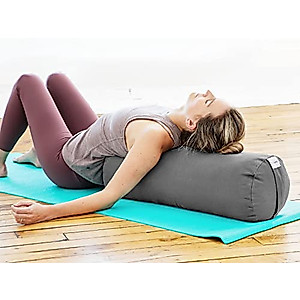 Sol Living Yoga Bolster Pillow Cotton Meditation Cushion Meditation Accessories for Restorative Yoga Meditation Pillow Cylindrical Yoga Pillow Firm Body Pillow Bolster Pillow for Legs Removable Cover