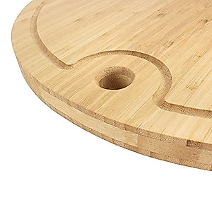 BambooMN Bamboo Round Cutting and Serving Board, Charcuterie Board - 15" diameter x 0.75" thickness - 1 Piece