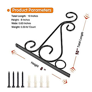 KABB Pack of 2 Black Iron Outdoor Hanging Brackets Wall Hooks for Bird Feeder Lanterns Wind Chimes with Screws
