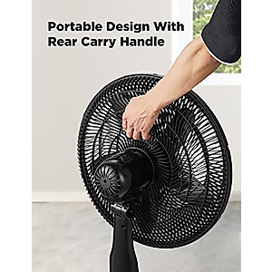 PELONIS PFS45A5BBB 18 inch 5-Blade Oscillating, Adjustable Standing Pedestal Remote, LED Display, 5 Speed Setting and 7-Hour Timer Fan, Black