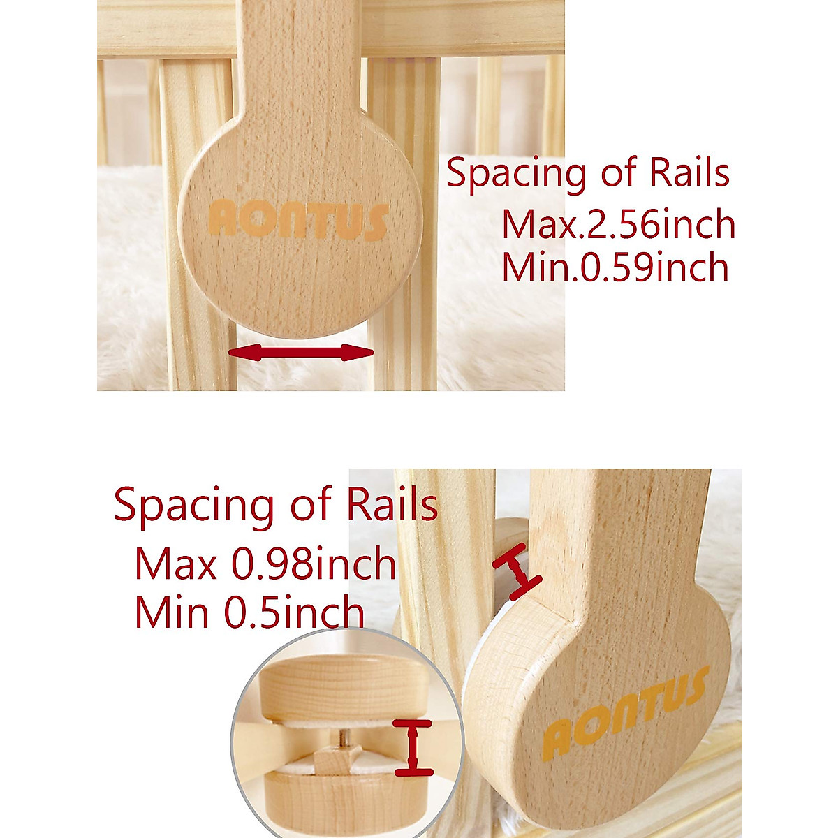 AONTUS Baby Crib Mobile Arm Infant Bed Decoration Hanger 100% Natural Beech Wood Holder Arm