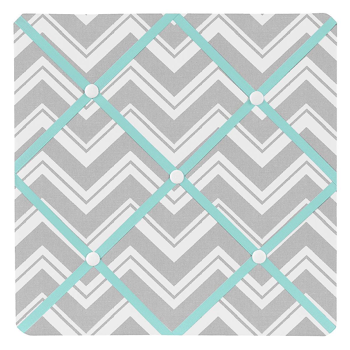 Turquoise and Gray Chevron Zig Zag Fabric Memory/Memo Photo Bulletin Board by Sweet Jojo Designs