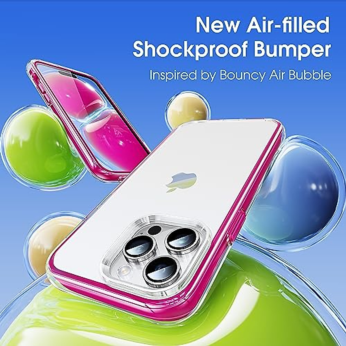 CASEKOO Air-Filled Designed for iPhone 14 Pro Max Case [5X Military Drop Protection][Air-Filled Bumper]Clear Backplane Shockproof Protective Slim Phone Cases for Men Women 6.7 Inch 2022,CloudCush Pink