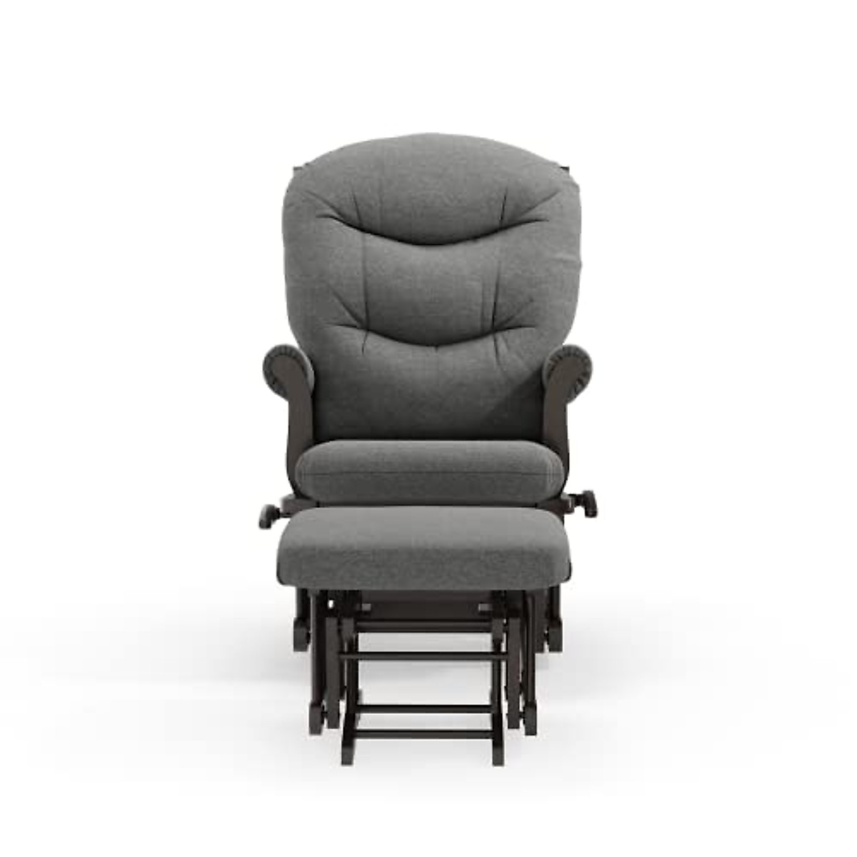 Dutailier Adele 2533 Wood Glider Multiposition-Lock Recline with Ottoman, Espresso/Dark Grey