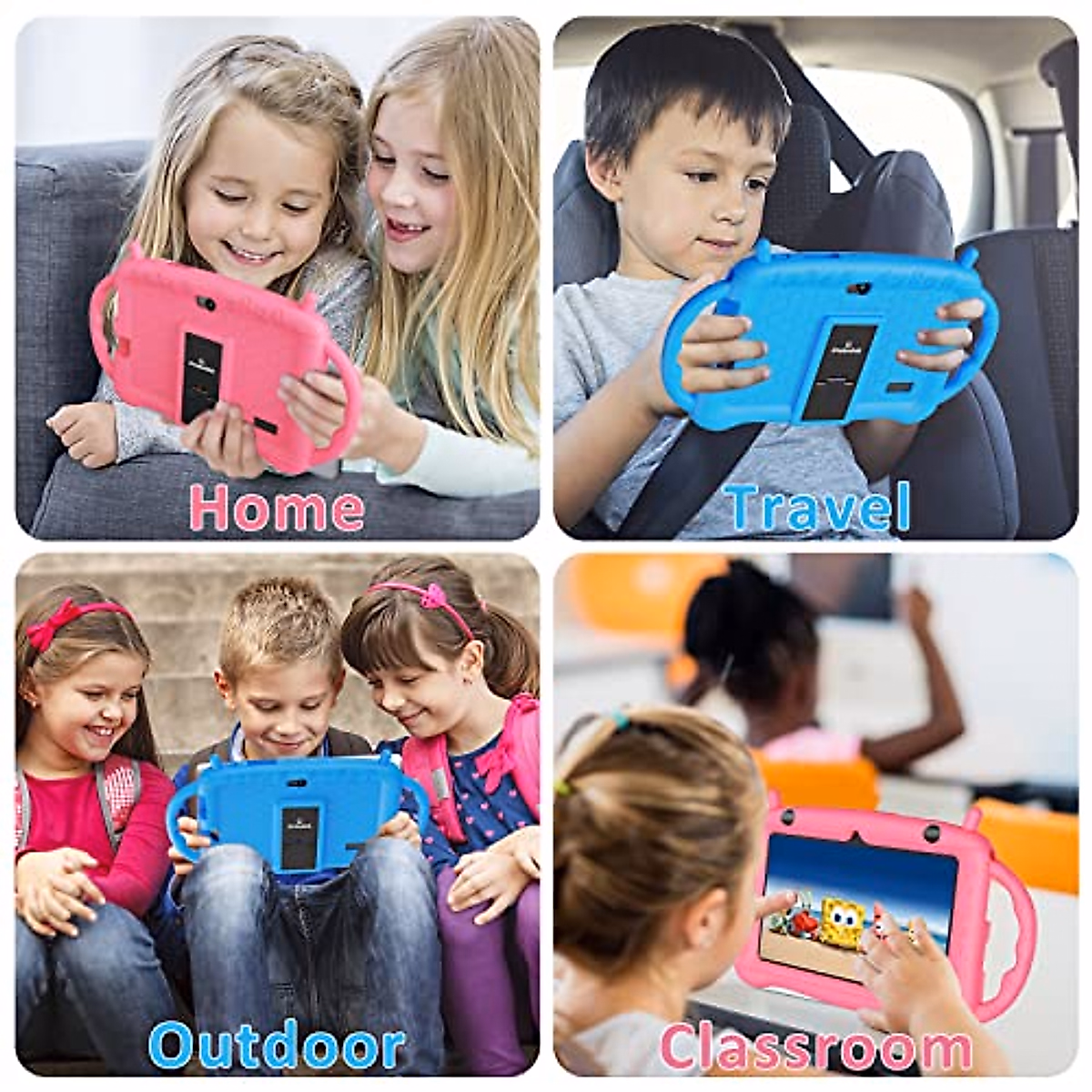 Fivahiva Kids Tablet 7 inch, Android 12 OS, Tablet for Kids,2GB+32GB ROM, Games, Wi-Fi, Parental Control, Dual Cameras, Tablet Silicone Case, Gift for Boys