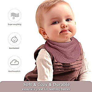 Lulu moon Baby Muslin Bibs - 100% Cotton for Teething Drooling Girls Boys, 8 Pack (Cream)