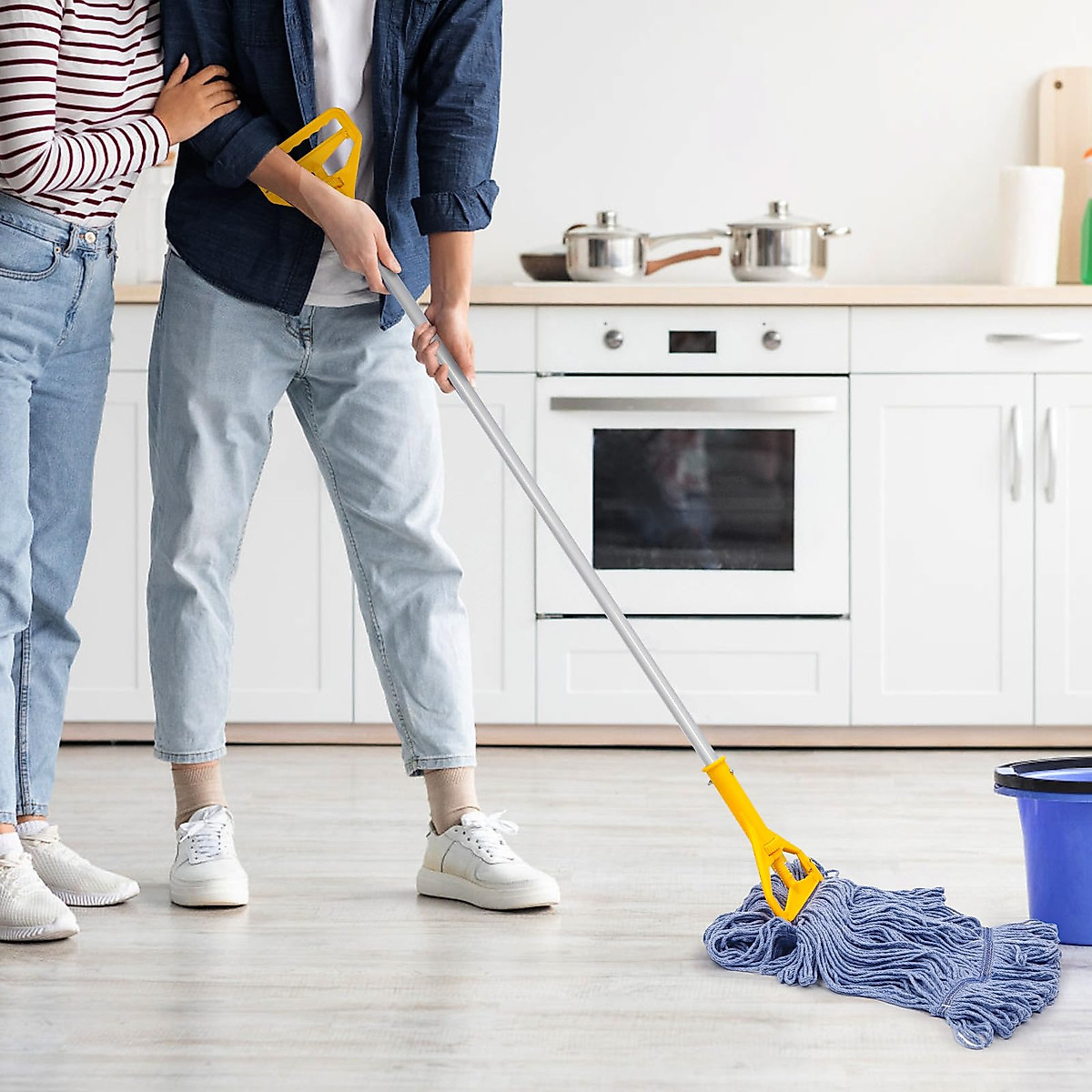 2 Pack Mop Head Replacements,General Cleaning Mop Heavy Duty Commercial and Industrial Replacement Mop Head, Wet Industrial Blue Cotton Looped End String Head Refills Head (Blue)