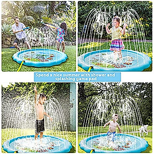 Josen 3-in-1 Baby Splash Pad, Kiddie Pool for Toddler, Sprinkler for Kids and Dogs, 67’’Inflatable Water Summer Toys, Outdoor Splash Play Mat, Outside Backyard Water Toys Gifts for Babies & Boys Girls