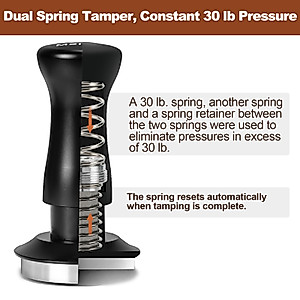 MEION Espresso Tamper 53.3mm Coffee Tamper, Calibrated Dual Spring Loaded Barista Tamper with Stainless Steel Base, Comes with aluminum storage pad (53.3MM, Black)