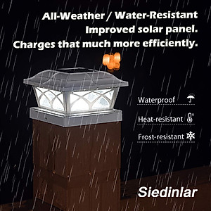 SIEDiNLAR Solar Post Cap Lights Outdoor Glass 2 Modes 8 LEDs for 4x4 5x5 6x6 Posts Fence Deck Patio Decoration Warm White/Cool White Lighting White (2 Pack)