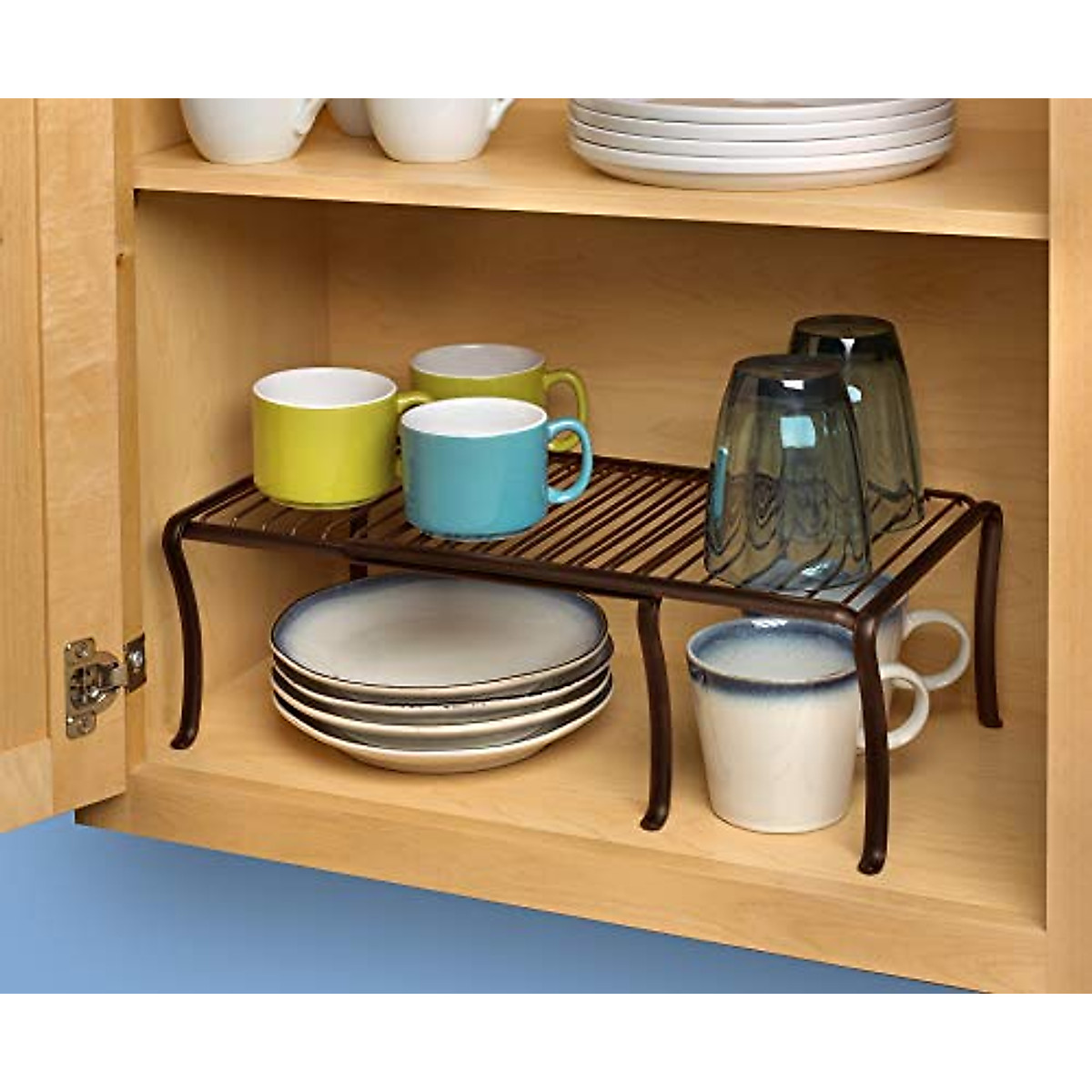 Spectrum Diversified Ashley Shelf Sturdy Steel Wire Storage Shelf & Cabinet Organizer, Expands to Fit Kitchen & Bathroom Cabinets, Rust-Resistant Finish, Bronze
