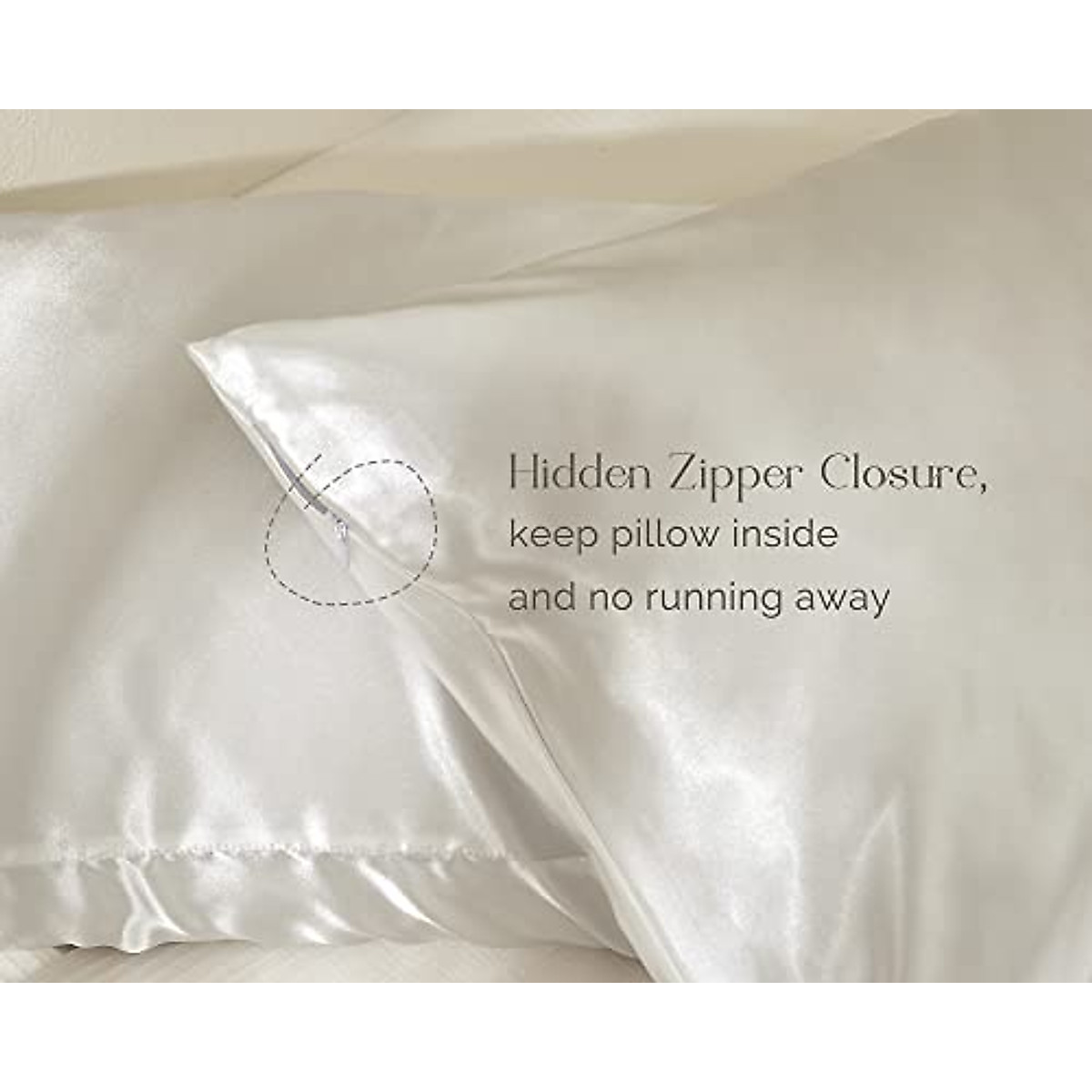 YANIBEST Satin Pillowcase for Hair and Skin - Super Soft Silk Pillowcase for Hair and Skin 2 Pack 20x30 inches | Cooling Satin Pillowcases with Zipper | Satin Pillow Case Standard Size Queen