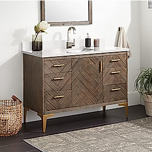 Signature Hardware 953350-48-RUMB-1 Frey 48" Free Standing Single Vanity Cabinet Set with Wood Cabinet, Vanity Top and Rectangular Undermount Sink - Single Faucet Hole