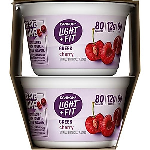 Dannon Light + Fit Greek Nonfat Yogurt, Cherry, Gluten-Free, 5.3 oz., 4 Pack