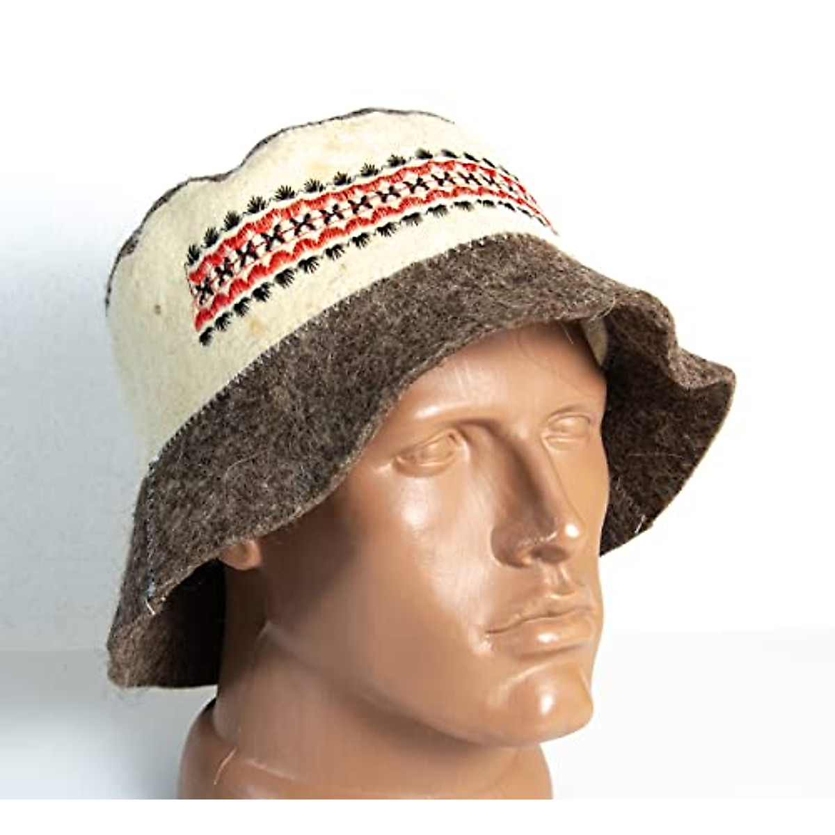 Rushnichok Sauna hat Russian banya - Sauna hat for Men - Sauna hat Wool - Sauna hat to Protect Hair - Russian banya hat - Easter Sale Red Black Embroidery Ukrainian Vyshyvanka Panama Banya Hair Care