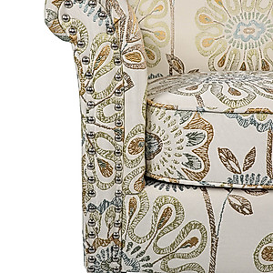 LEVNARY Accent Chair, Mid-Century Modern Armchair Upholstered Corner Single Sofa Chair, Wingback Comfy Reading Chair with Nailhead Trim for Home Living Room Bedroom (Yellow Flower)