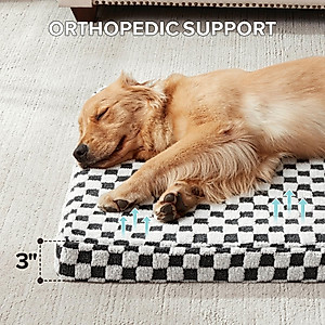 JOEJOY Dog Bed for Large Dogs, XLarge Orthopedic Dog Bed with Removable Washable Cover, Cute Modern Plush & Memory Egg Crate Foam Dog Bed, 42 x 28 inch, Grey