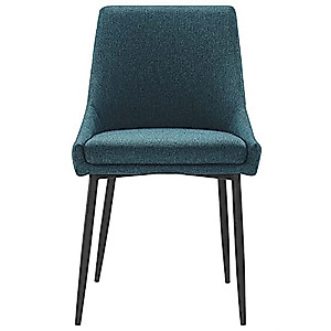 Modway Viscount Upholstered Fabric Side Dining Chairs Set of 2, Black Teal