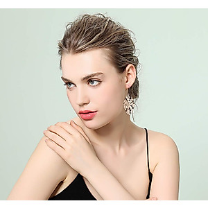 Cyan Birdee Leaf Dangle Earrings for Women Gold-plated Filigree Dropping Lightweight Fashion Jewelry, Mother's Day Gift (Rose Gold Leaf)