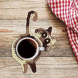 Graceice 3PCS Cat Coaster Woven Creative Cute Insulation Coffee and Tea Desktop Gifts