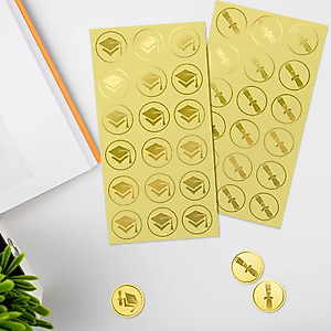 432 Pieces Grad Metallic Sticker Seals Gold Graduation Envelope Seals Grad Stickers for Envelopes Graduation Envelope Sticker Seals Graduation for College High School Graduation Party Favor Decor