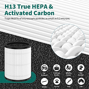 [4-Pack] SAKEGDY KJ80 Replacement Filter - Compatible with Druiap KJ80 Air Clean Purifier - 3-IN-1 Filtration System with H13 True HEPA - Part# AF3080 - [Not Compatible with KJ150 Model Purifier]
