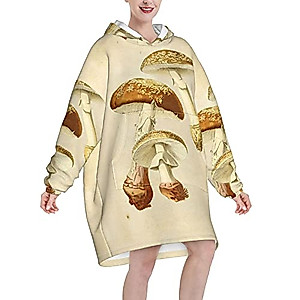 Vintage Edible Mushrooms Wearable Blanket Shirt Printed Pullover Super Dalian Hoodie Tv Blanket With Sleeves And Pockets