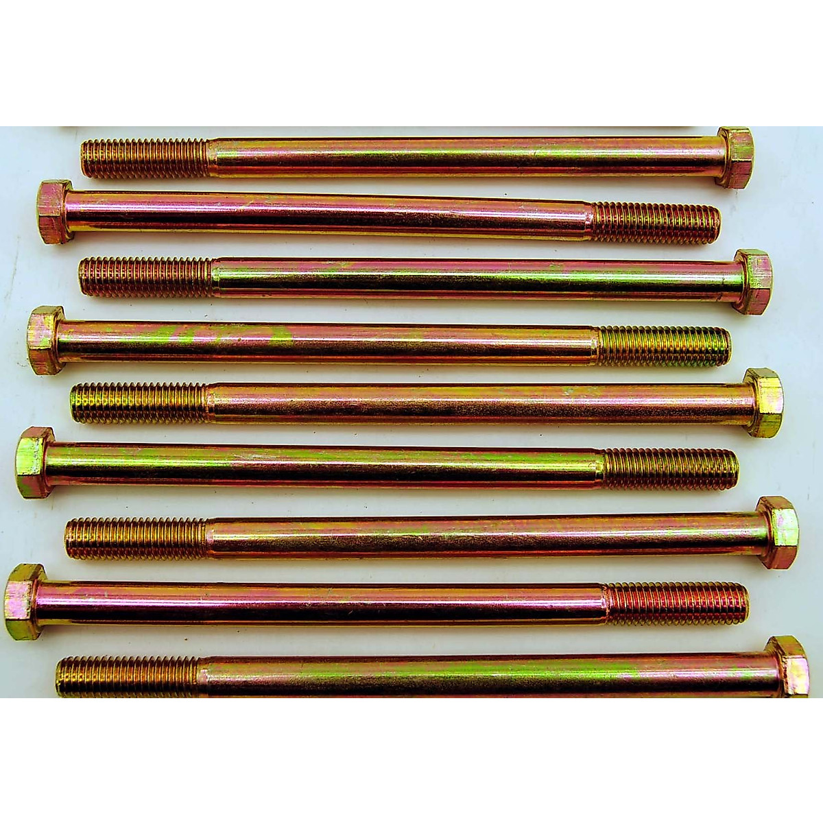 (10) Hex Head 1/2-13 x 8 Grade 8 Bolts Yellow Zinc Cap Screws