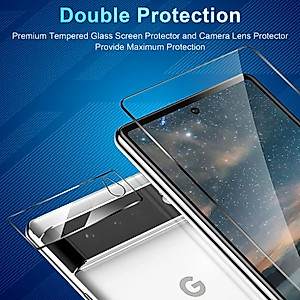 Pixel 6 Screen Protector [2+2 Pack] Camera Lens Protector, Fingerprint Unlock Support, HD Tempered Glass, for Google Pixel 6 5G Glass Screen Protector