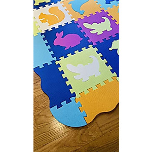 Baby Play Mat with Fence - Baby mats for Playing with Foam Animals, and Tiles. Playmat for Kids, Toddlers, & Infants. Tummy Time mat, Ball Pit, Floor Activity Center Gym 57"x 57", Over 74" Across!