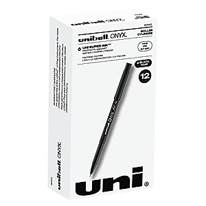 uni-ball Onyx Rollerball Pens Fine Point, 0.7mm, Black, 12 Pack
