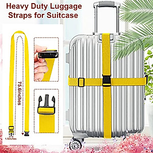 8 Pcs Luggage Straps Suitcase Belts Add A Bag Luggage Straps Elastic Adjustable Belt Suitcase Strap Belt Luggage Bungees for Add a Bag Suitcase Belt Travel Accessories for Connect Luggage (Yellow)