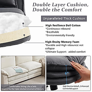 VINGLI Cloud Criss Cross Legged Chair,18" High Back Armless Home Office Desk Chair no Wheel,Wide Adjustable Comfy Padded Seat Task Computer Chair,Modern Swivel Makeup Vanity Chair,Microfiber,Grey