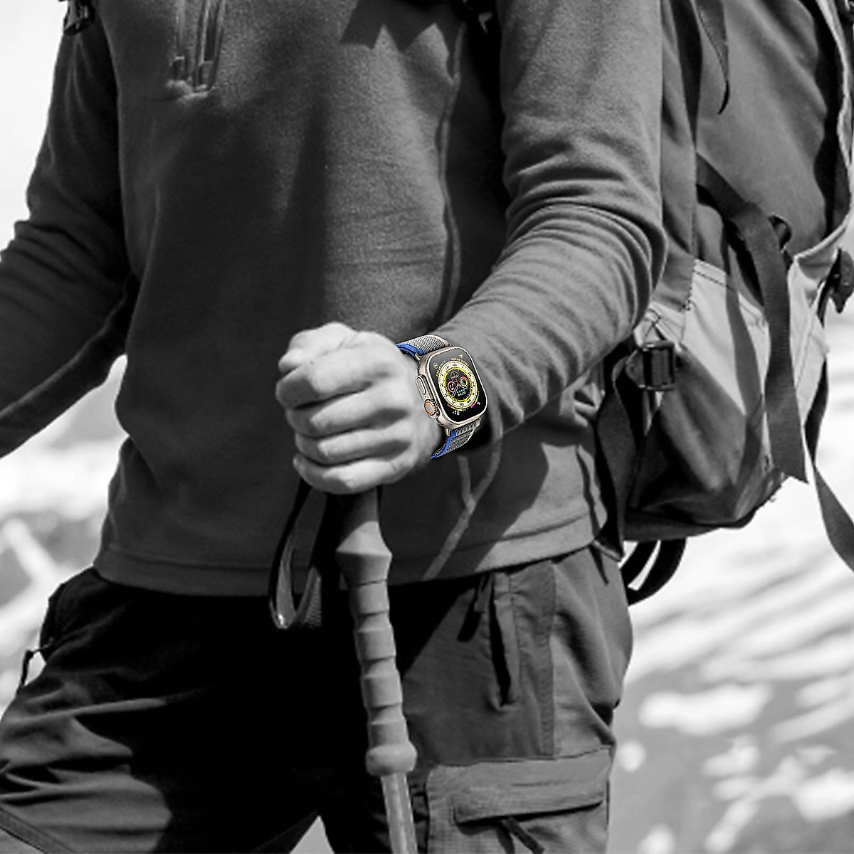 Trail Loop for Apple Watch Band 49mm 45mm 44mm 42mm Women Men, iWatch Bands Sport Strap Nylon Bracelet Wristband for Apple Watch Ultra Band Series 8 Series 7 Series SE2 SE 6 5 4 3 2 1, Blue/Grey