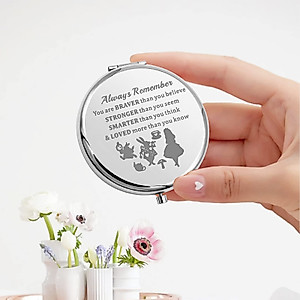 KEYCHIN Princess Pocket Mirror Fairy Tales Gift Always Remember You are Braver Stronger Smarter Than You Think Compact Makeup Mirror for Women Girls Teenagers (A Princess-S)