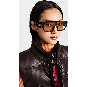 Versace VE 4439 108/73 Havana Plastic Shield Sunglasses Brown Lens