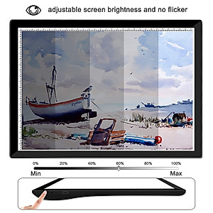 Light Tracing Box Rechargeable, Winshine Portable LED Light Board, Light Board for Diamond Art Painting, 5 Levels Stepless Dimming Drawing Tracking Light Pad, Artistic Design Sketching