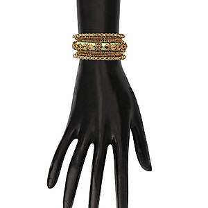 Accessorisingg Indian Ethnic Silk Thread with Faux Kundan Bangle Set for Women and Girls in 7 Sizes