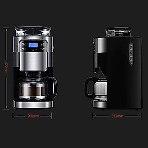 ROLTIN Coffee Machine Coffee Maker 15-Cup Coffee Makers with Timer Mode And Auto-Off Function Grind Coffee Machine with Removable Filter Basket Stainless Steel Black