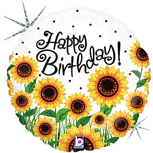 Sunflower Sunshine Happy Birthday Balloons - Set Of 3 Sun Shaped Party Balloon Decorations For A Sunflower Theme Baloon Bouquet Centerpiece Backdrop Decor