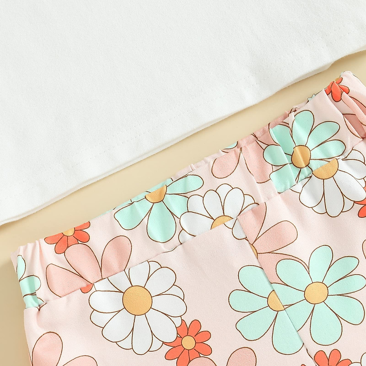 CHAUKAREAUL Toddler Baby Girl 2nd Birthday Outfit Short Sleeve Two Groovy Print Romper Floral Bell Bottom Pants 2 Year Old (White 2nd, 2-3 Years)