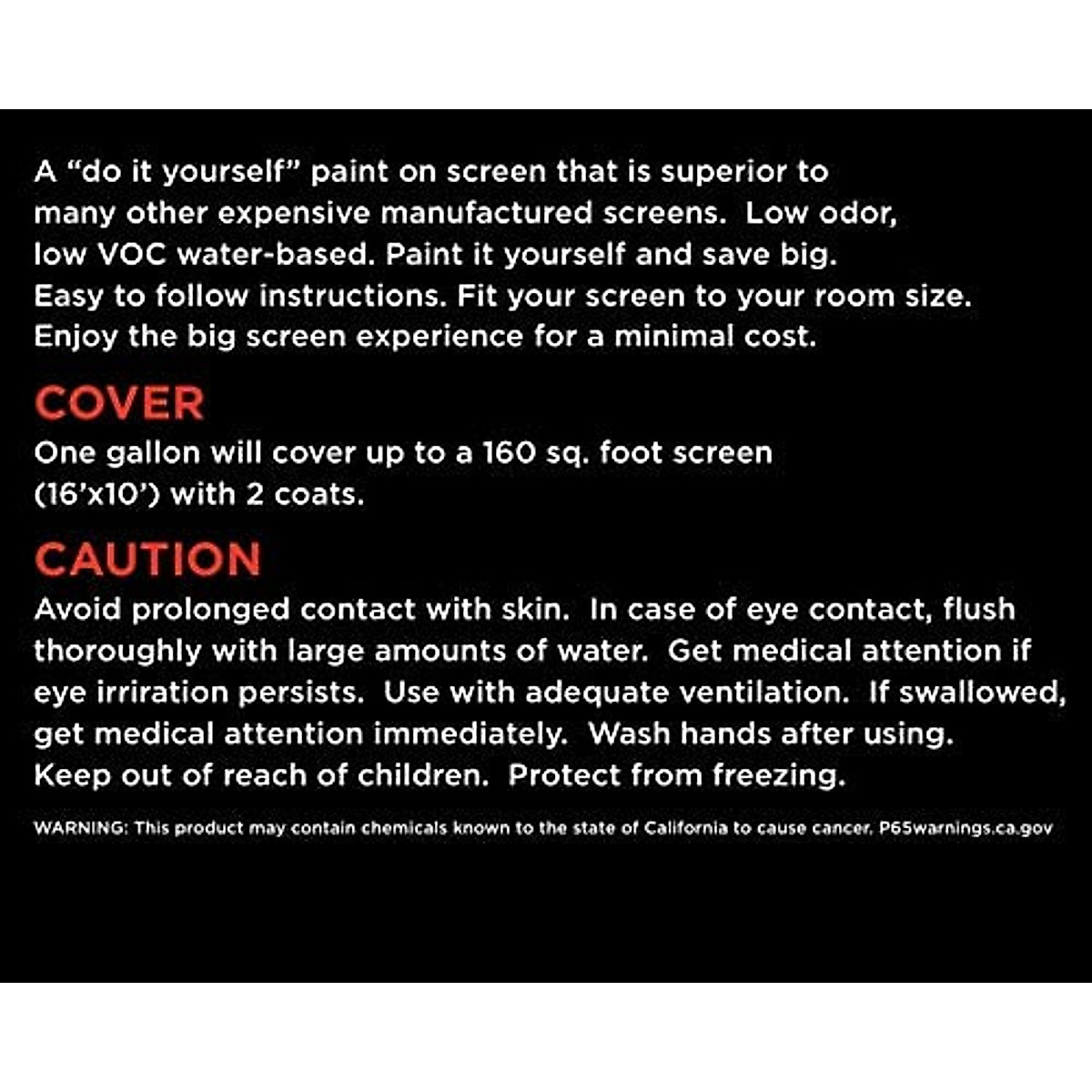 Projector Screen Paint - High Definition, 4K/8K, Ultra White - Gallon