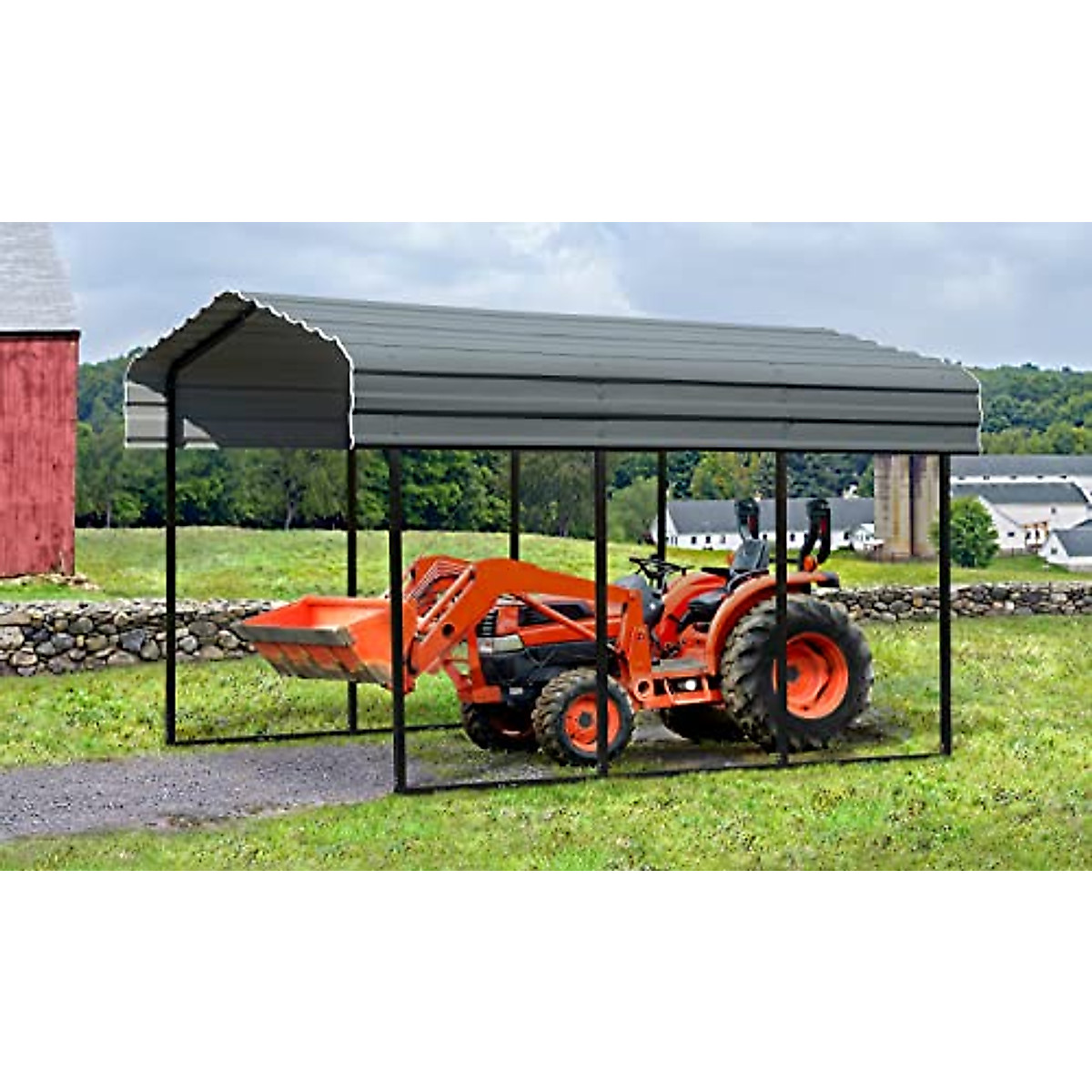 Arrow Carports Galvanized Steel Carport, Compact Car Metal Carport Kit, 10' x 15' x 9', Charcoal
