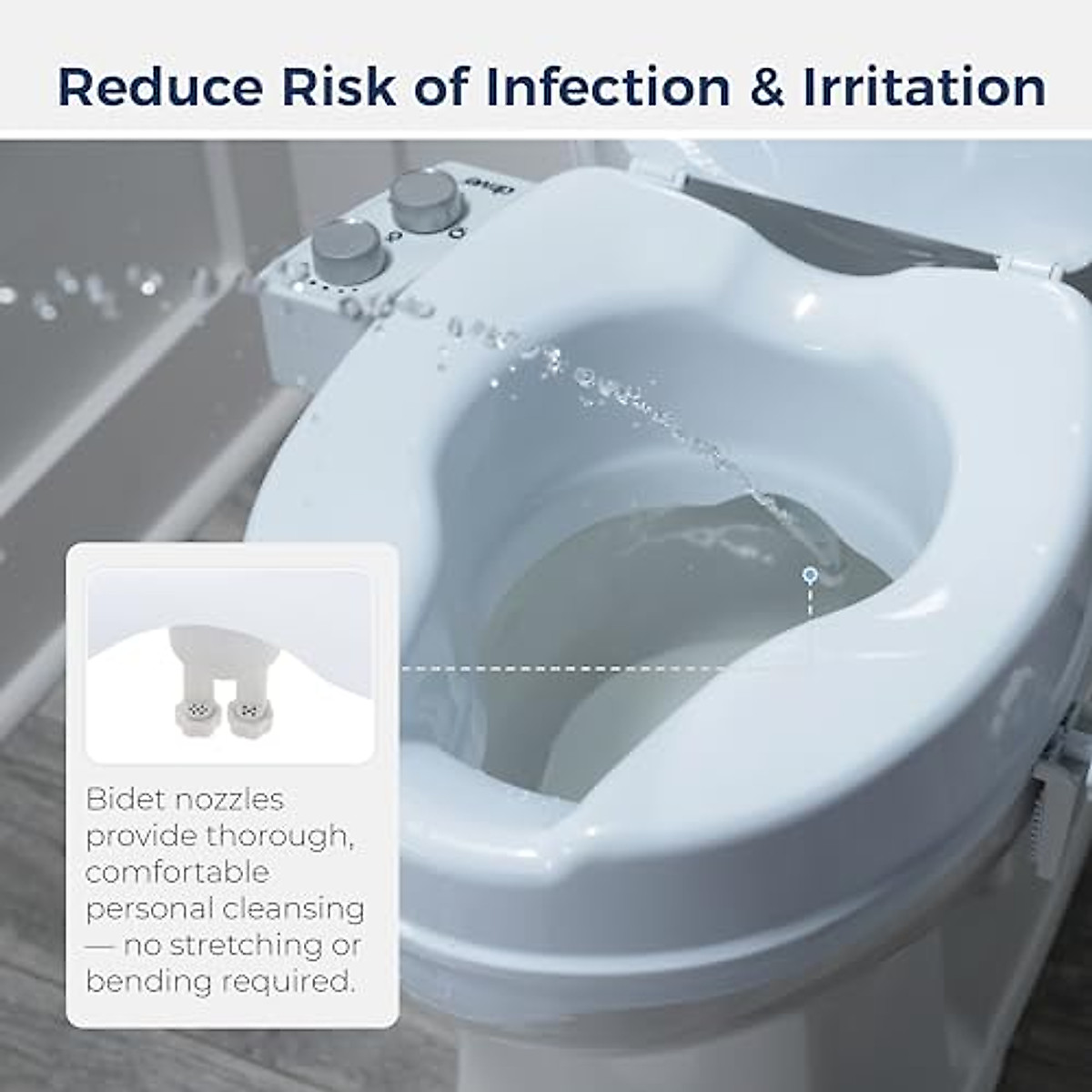 Drive Medical PreserveTech Raised Toilet Seat with Bidet (Ambient Water) Toilet Seat Riser, Elevated Toilet Seats for Seniors and Adults, Toilet Seat Bidet, Toilet Seat Elevator with Bidet Sprayer